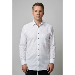 Langarmhemd OLYMP "Luxor", Herren, Gr. 39, Verl&auml;ngerter Arm, wei&szlig;, Web, Obermaterial: 100% Baumwolle, Hemden, modern fit, New-Kentkragen, Businesshemd, verl&auml;ngerter Arm