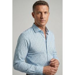 Langarmhemd OLYMP "Luxor", Herren, Gr. 43, N-Gr, bleu, Web, Obermaterial: 100% Baumwolle, 2-Knopf-Manschette, Hemden, Businesshemd, Global-Kentkragen, modern fit