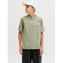 Jack & Jones Jungen T-Shirt "JORNORREBRO TYPO TEE SS CREW NECK SN JNR"seagrass print:ss 26, Gr. 176, JACK & JONES JUNIOR, bedruckt, Single Jersey, Obermaterial: