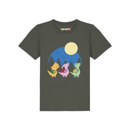 Watabout.kids T-Shirt 'Dino Spaziergang' Jungen Gr&ouml;&szlig;e 104 blau / gelb / oliv