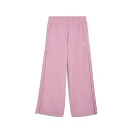 Sporthose Puma "WARDROBE Essentials Low Rise Popper Hose Damen", Damen, Gr. L, Normalgr&ouml;&szlig;en, poised pink, Obermaterial: 100% Polyester, unifarben, relaxed fit, Hosen Sporthose