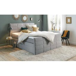 M&ouml;bel Kraft Boxspringbett mit Bettkasten und Topper - grau - Materialmix - 188 cm - 124 cm - M&ouml;bel Kraft