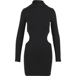 Shirtkleid Urban Classics "Urban Classics Ladies Cut Out Mini Dress", Damen, Gr. M, US-Gr&ouml;&szlig;en, schwarz, 60% Baumwolle, 40% Polyester, unifarben, skinny fit, Rundhals, Kleider Shirtkleid