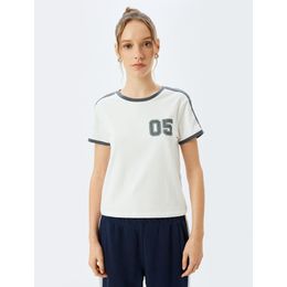 KOTON T-shirt Damen Gr&ouml;&szlig;e XS grau / wei&szlig;