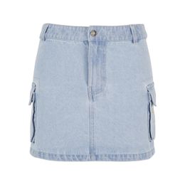 Sommerrock Karl Kani "Karl Kani Retro TM Denim Cargo Skirt", Damen, Gr. L, bleached blau, 100% Baumwolle, normal, R&ouml;cke