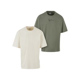 Karl Kani Damen T-Shirt "Karl Kani Small Signature Essential Tee 2 Pack"beige, gr&uuml;n, Gr. S, bedruckt, 100% Baumwolle, Shirts