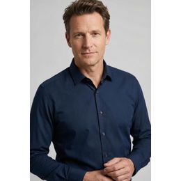 Langarmhemd OLYMP "Level Five", Herren, Gr. 44, N-Gr, kobalt, Web, Obermaterial: 100% Baumwolle, k&ouml;rpernah normal, 2-Knopf-Manschette, Hemden, Businesshemd, body fit, Kentkragen