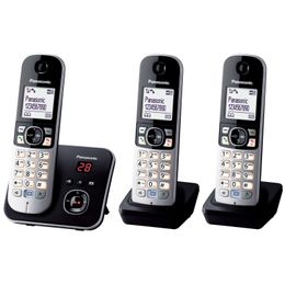 Panasonic Schnurloses Telefon-Set mit Anrufbeantworter KX-TG6823GB schwarz-silber
