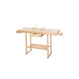 TecTake&reg; Holzwerkbank, mit 2 Schraubst&ouml;cken, 4 Stirnh&ouml;lzer und 4 Bankhaken, 137 x 50 x 87 cm