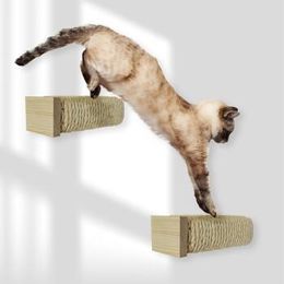 Rohrschneider &reg; Katzentreppe, Wandelement f&uuml;r Katzen mit starkem Sisalseil, 2-er Set natur / beige