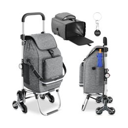 TecTake&reg; Einkaufstrolley, 3-in-1, Nutzung auch als Umh&auml;ngetasche und Sackkarre, 50 l, l&auml;ngenverstellbarer Gurt, h&ouml;henverstellbarer und gepolsterter Griff, inkl. K&uuml;hltasche, leichtg&auml;ngige Treppensteiger-R&auml;der