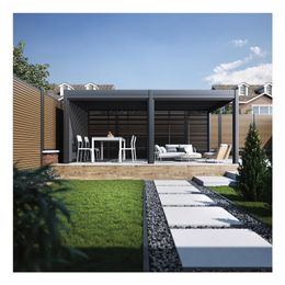 Bellavista Pergola Pavillon mit Lamellen Dach Oasis 3,6 x 6m anthrazit