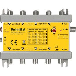 Technisat TECHNIROUTER 5/1x16 Verteilung von einem Satellit (4 SatBl&ouml;cke) auf einen Kabelstrang f&uuml;r 16 Teilnehmer, silber-gelb
