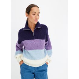 bonprix Troyer Pullover, lila, Gr.32/34 (XS), modischer Troyer-Pullover mit Rei&szlig;verschluss