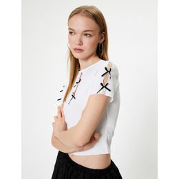 KOTON T-shirt Damen Gr&ouml;&szlig;e L schwarz / offwhite
