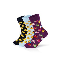 Happy Socks Socken '3-Pack Rubber Duck' Damen Gr&ouml;&szlig;e 36/40 himmelblau / lila / schwarz