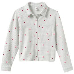 Yigga M&auml;dchen Seersucker-Bluse mit Herz-Allover