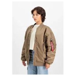 Bomberjacke Alpha Industries "MA-1 Core W", Damen, Gr. M/L, grau (taupe), Obermaterial: 100% Nylon; Futter: 100% Nylon; F&uuml;llung: 100% Polyester, Jacken Bomberjacke