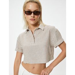 KOTON Bluse Damen Gr&ouml;&szlig;e XS ecru / braun