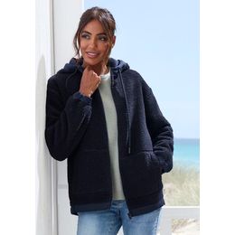 ELBSAND Fleecejacke schwarz Gr. 36 f&uuml;r Damen. Mit Schriftzug, Stickereien. Gerade. Nachhaltig.