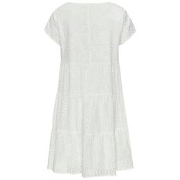 Buffalo Spitzenkleid 'aus Lochstickerei mit Innenfutter, gestuftes Webkleid' wei&szlig; Gr. 42 f&uuml;r Damen. Mit Rundhals. Figurumspielend. Nachhaltig.