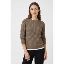 Strickpullover Freequent "FQDODO", Damen, Gr. M, beige (desert taupe), Strick, Obermaterial: 100% Baumwolle, unifarben, bequem h&uuml;ftbedeckend, Rundhals, B&uuml;ndchen, Pullover Strickpullover, mit feinster Lochstickerei