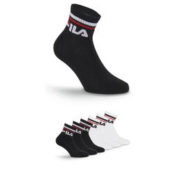 Kurzsocken Fila "UNISEX QUARTER PLAIN SOCKS", M&auml;dchen, Gr. 43-46, schwarz-wei&szlig; (schwarz, wei&szlig;), Baumwollmischung, unifarben, normal, Socken Kurzsocken, mit Logo-Schriftzug