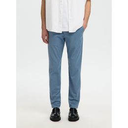 Chinos Selected "SLH175-SLIM NEW MILES FLEX PANT NOOS", Herren, Gr. 28, L&auml;nge 32, blau mirage, Web, Obermaterial: 91% Baumwolle, 6% Elastomultiester, 3% Elasthan, unifarben, slim fit lang, Hosen Chinos, Baumwollmischung, slim fit