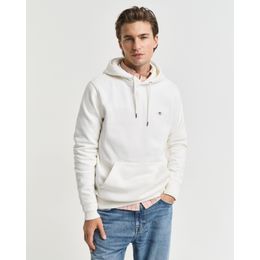 Hoodie Gant "REG SHIELD HOODIE", Herren, Gr. 3XL, beige (eggshell), Sweatware, Obermaterial: 80% Baumwolle, 20% Polyester, unifarben, regular fit h&uuml;ftlang, elastischer Bund, Sweatshirts Hoodie, mit Logostickerei auf der Brust