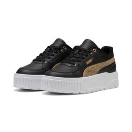 Sneaker Puma "KARMEN II IDOL TOPCAT", Damen, Gr. 40,5, Puma schwarz, toasted almond, Synthetik, Schuhe Sneaker, mit Leo-Print, leicht profilierte Gummilaufsohle