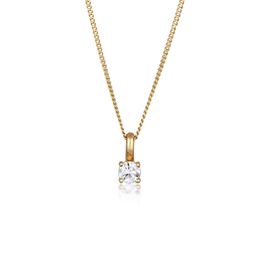 Silberkette Elli DIAMONDS "Halskette Diamant Wei&szlig; Brillantschliff (0.034 ct) 585 Gelbgold" Gr. 42, gold, Halsketten, Damen, mit Diamanten, Gelbgold 585, Silberkette