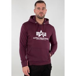 Kapuzensweatshirt Alpha Industries "Basic Hoody", Herren, Gr. S, rot (deep maroon), angeraute Sweatware, Obermaterial: 80% Baumwolle, 20% Polyester, bedruckt, normal normal, Rundhals, Rippb&uuml;ndchen, Sweatshirts Kapuzensweatshirt, Baumwollmischung, regular fit