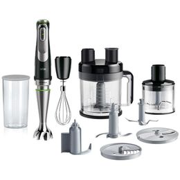 Braun Stabmixer "MultiQuick 9 MQ 9195XL - 1200W, Stufenlosreulierbar, Dynamische Klinge", silber (schwarz, silberfarben), B:6,8cm H:41cm T:6,8cm, Mixer, Spritzschutz, Extra Mahlklinge, 2 Modi + Pulsfunktion, W&uuml;rfelschneider, Stabmixer