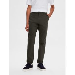 Chinos Selected "SLH175-SLIM NEW MILES FLEX PANT NOOS", Herren, Gr. 29, L&auml;nge 32, gr&uuml;n (forest night), Web, Obermaterial: 91% Baumwolle, 6% Elastomultiester, 3% Elasthan, unifarben, slim fit lang, Hosen Chinos, Baumwollmischung, slim fit