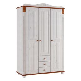 Kleiderschrank OTTO HOME "Adele", wei&szlig; (wei&szlig;, kirschbaumfarben), B:130cm H:191cm T:53,5cm, Massivholz, Schr&auml;nke, Kleiderschrank, aus massiver Kiefer,Spiegel beim 4-und 5-trg.Schrank, Innenausstattung