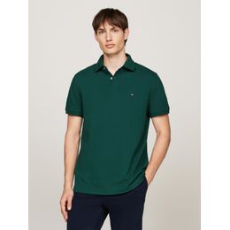 Poloshirt Tommy Hilfiger "1985 REGULAR POLO mit Kontraststreifen und Knopfleiste", Herren, Gr. S, gr&uuml;n (ornamental gr&uuml;n), Jersey, Obermaterial: 96% Baumwolle, 4% Elasthan, normal h&uuml;ftbedeckend, hoch geschlossener Ausschnitt, eingesetzt B&uuml;ndchen, Shirts Poloshirt, unifarben, sportlich, regular fit, Baumwollmix, Polokragen