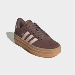 Plateausneaker adidas Sportswear "VL COURT BOLD", Damen, Gr. 35,5, braun (earth strata, wonder quartz, gum 3), Leder, Synthetik, Schuhe Plateausneaker, inspiriert vom Design des adidas gazelle bold, Topseller