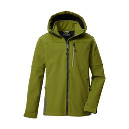 Softshelljacke Killtec "KOW 226 BYS SFTSHLL JCKT", Jungen, Gr. 128, gr&uuml;n (khaki), Oberseite: 92% Polyester, 8% Elasthan;R&uuml;ckseite: 100% Polyester;Futter: 100% Polyester, Jacken Softshelljacke, Wind- und wasserabweisende Kinder-Softshelljacke, Fleece, Reflektoren