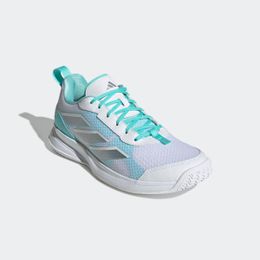 Tennisschuh adidas Performance "AVAFLASH LOW", Damen, Gr. 38, silber (cloud wei&szlig;, silber metallic, flash aqua), Synthetik, Textil, Schuhe Tennisschuh, geeignet f&uuml;r Hartplatz und Sandplatz