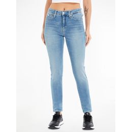 Skinny-fit-Jeans Calvin Klein Jeans "MID RISE SKINNY", Damen, Gr. 27, L&auml;nge 30, blau (denim light), Denim/Jeans, Obermaterial: 98% Baumwolle, 2% Elasthan, unifarben, skinny fit lang, Jeans Skinny-fit-Jeans, 5-Pocket-Form