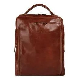 Pike Cityrucksack PIK&Eacute;, Damen, Gr. B/H/T: 27cm x 36cm x 7cm, onesize, braun (cognac), Leder, Rindsleder, Rucks&auml;cke Cityrucksack, echt Leder, Made in Italy