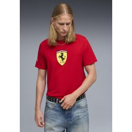T-Shirt Puma "FERRARI COLORED SHIELD TEE", Herren, Gr. S, rosso corsa, Jersey, Obermaterial: 100% Baumwolle, unifarben, regular fit normal, Rundhals, Shirts T-Shirt, Regular Fit, Kurzarm, f&uuml;r Motorsport-Fans, Rundhalsausschnitt
