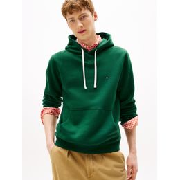 Hoodie Tommy Hilfiger "ESS SEASONAL FLEECE HOODY mit Kapuze und K&auml;ngurutasche", Herren, Gr. XXL, gr&uuml;n (ornamental gr&uuml;n), Sweatware, Obermaterial: 60% Baumwolle, 40% Polyester, bequem h&uuml;ftlang, elastischer Bund, Sweatshirts Hoodie, unifarben, casual, regular fit, Baumwollmix, Kapuze
