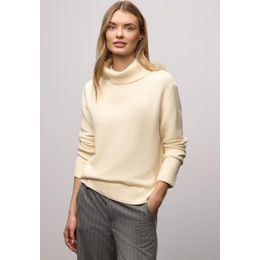 Rollkragenpullover Street One, Damen, Gr. 36, soft beige, Strick, Obermaterial: 37% Polyacryl, 29% Baumwolle, 29% Polyester, 5% Polyamid, unifarben, tailliert h&uuml;ftbedeckend, Rundhals, Flachstrickb&uuml;ndchen, Pullover Rollkragenpullover, mit feinem Strickmuster