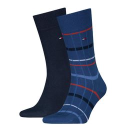 Socken Tommy Hilfiger "TH MEN SOCK 2P SUMMER BRETON", Herren, Gr. 39-42, blau, Obermaterial: 75% Baumwolle, 24% Polyamid, 1% Elasthan, Socken Socken