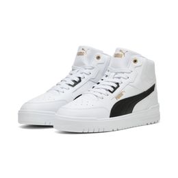 Sneaker Puma "SHUFFLE DOWNTOWN MID", Herren, Gr. 43, schwarz-wei&szlig; (Puma wei&szlig;, Puma schwarz, Puma gold), Synthetik, Schuhe Sneaker, kn&ouml;chelhoch, mit Schn&uuml;rung, mit profiliertem Laufsohlenprofil