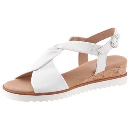 Sandalette Gabor "GENUA", Damen, Gr. 39, wei&szlig;, Kalbsleder, unifarben, Schuhe Sandalette, Keilabsatz, Sommerschuh, Riemchensandale in Komfortweite G (=weit)