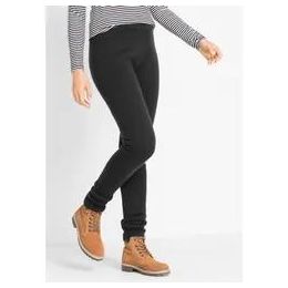 Thermoleggings bonprix, Damen, Gr. 44/46 (L), N-Gr, schwarz, Strick, Obermaterial: 97% Polyacryl, 2% Polyester, 1% Elasthan, unifarben, skinny fit lang, Hosen, aus Kunstfaser, mit angerautem Innenmaterial, Skinny Fit