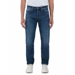 Straight-Jeans Replay "GROVER", Damen, Gr. 32, L&auml;nge 32, blau (tiefblau), Denim/Jeans, Obermaterial: 100% Baumwolle, straight fit lang, Jeans Straight-Jeans, in vielen verschiedenen Waschungen, mit Stretch