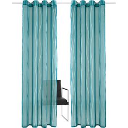 Gardine OTTO HOME "Dimona" Gr. 1, blau (petrol), B:140cm H:145cm, Voile, Polyester, Gardinen, Gardine, 2er-Set, transparent, Voile, Polyester